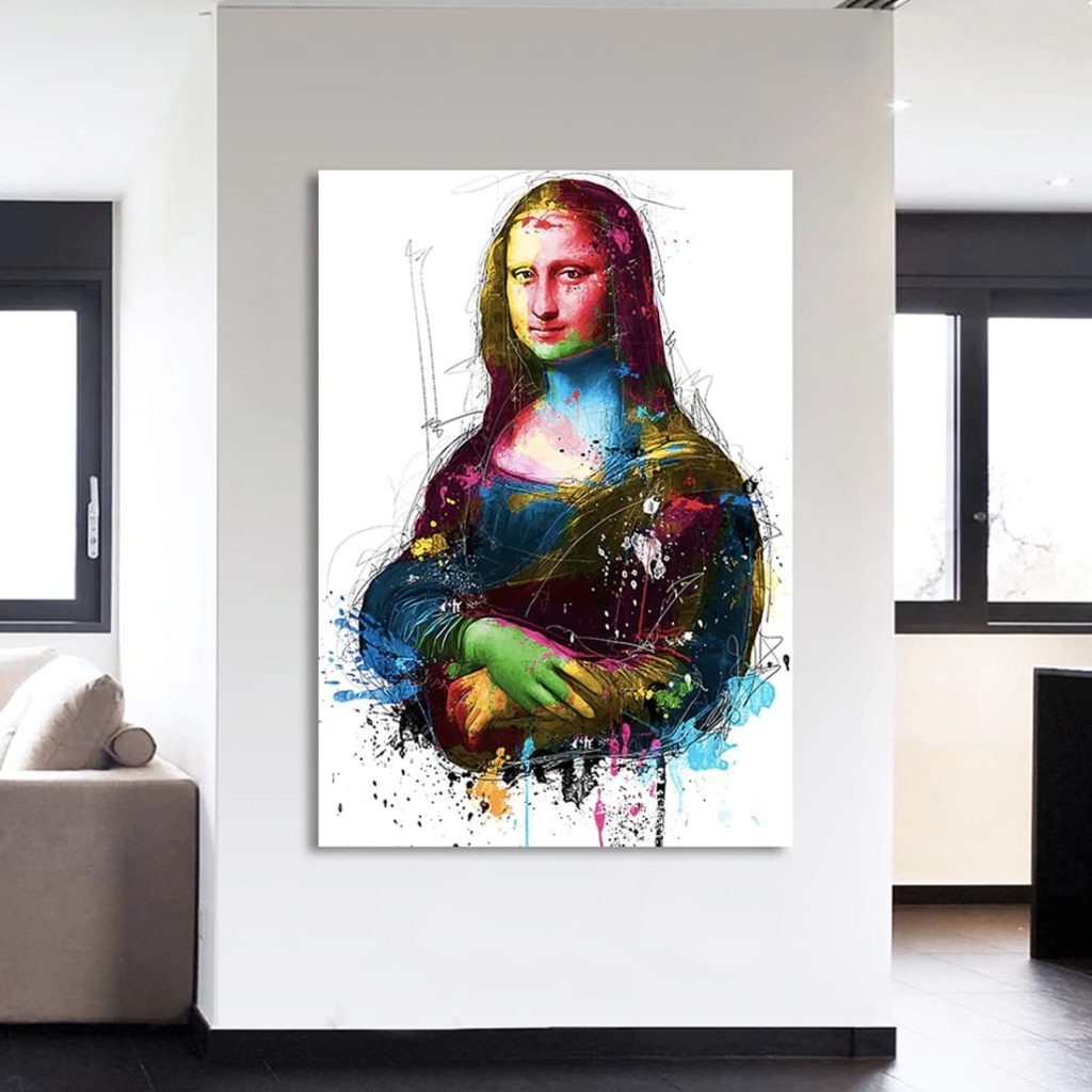 Schilderij dat een abstracte Mona Lisa afbeeldt - Canvas afdrukken ...