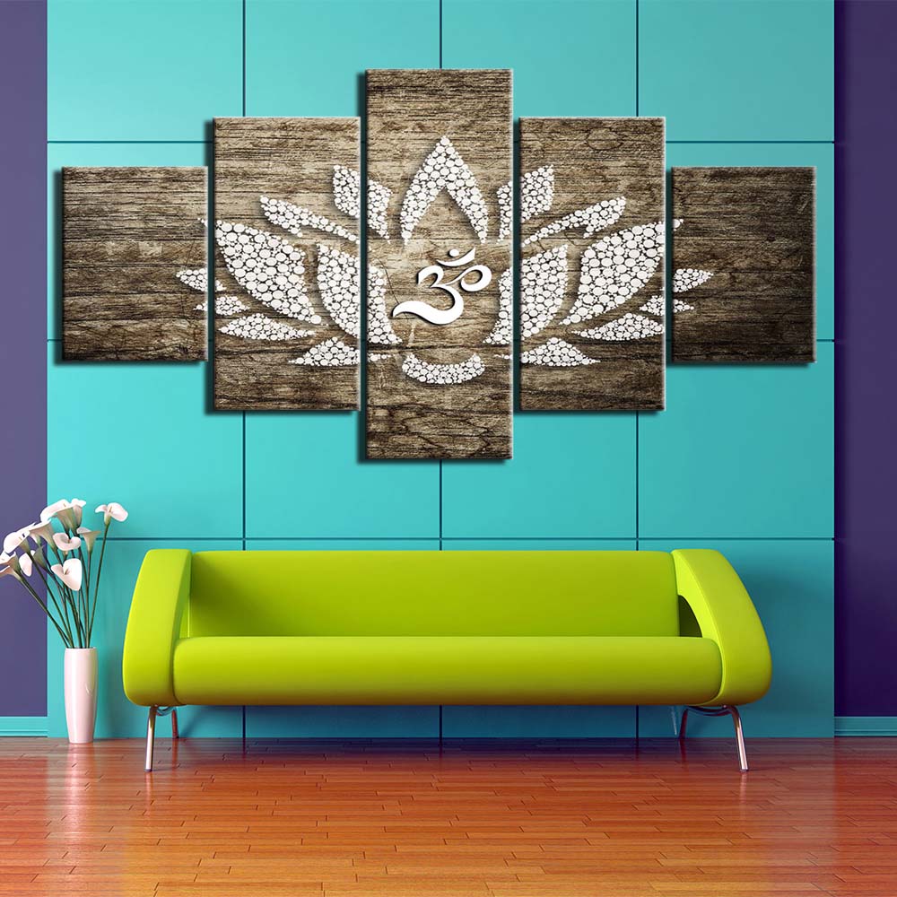 Schilderij met een afbeelding van een lotusbloem aum - Canvas afdrukken ...